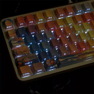 131 Keys Sunset Glow Keycap Set, Floral Keycap Set, Cherry Profile ...