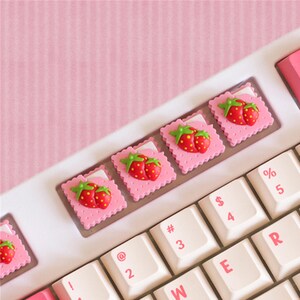 Cute Strawberry Cookies Keycap, Funny Cookies Keycap, ESC Keycap ...