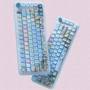 138/158keys Fresh Daisy Keycap Set, Blue Flowers Keycaps, Mda/cherry ...