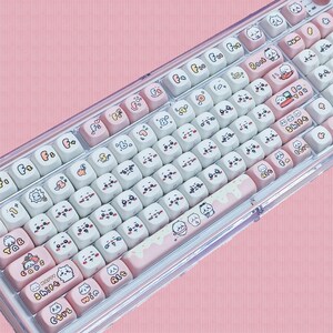 131keys Funny Cartoon Emoji Keycap Set, Pink Emoji Keycaps, MOA Profile ...