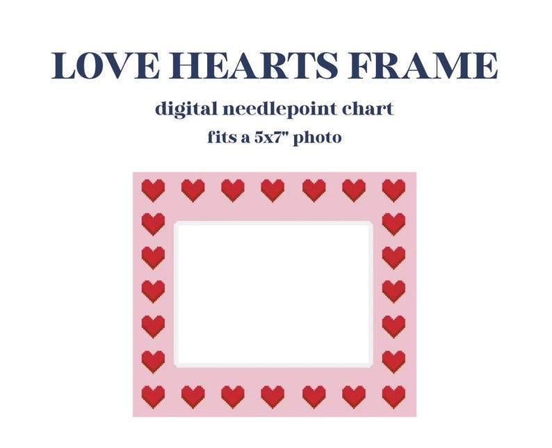 Valentine's Day Love Hearts Landscape Frame Digital Needlepoint Chart ...