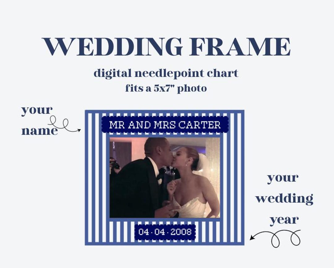 Custom Wedding Date Frame Digital Needlepoint Chart - Etsy