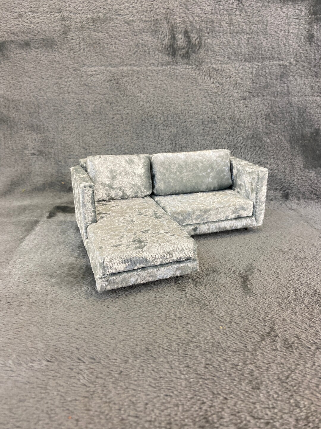 1/12 Scale Miniature Dollhouse Gray Velvet L-shaped Couch / Sofa - Etsy