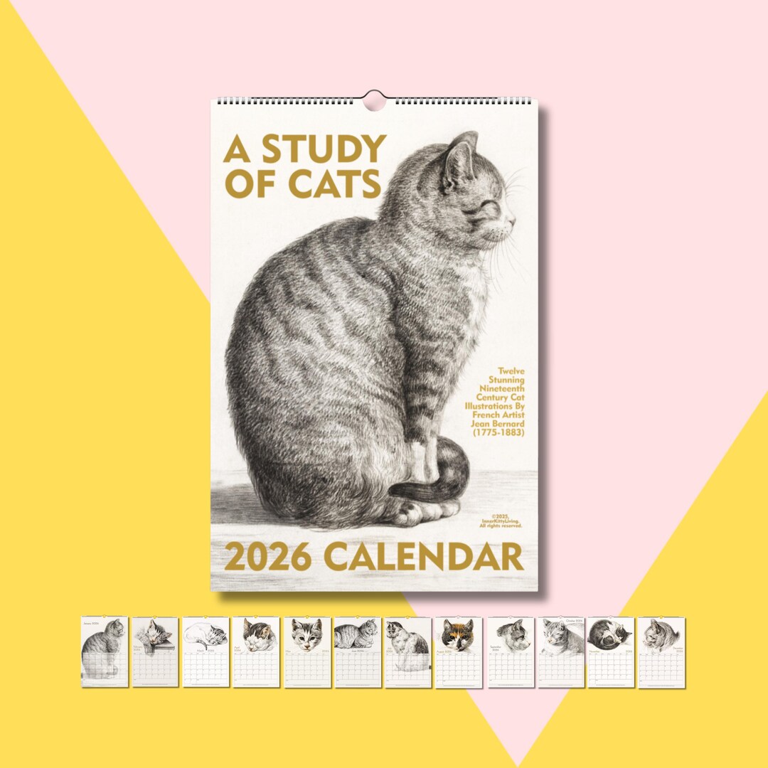 Jean Bernard Vintage Cat Calendar 2026 | Fine Art Cat Illustrations ...
