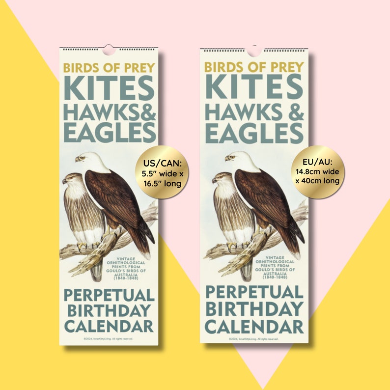 Kites Hawks and Eagles, Birthday Perpetual Calendar, Vintage Art, Gould ...