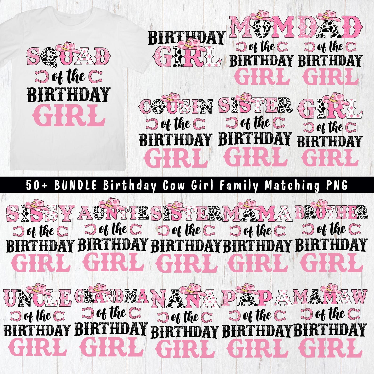 Cowgirl Birthday Squad PNG Bundle | Western Family Matching (50+ Files ...