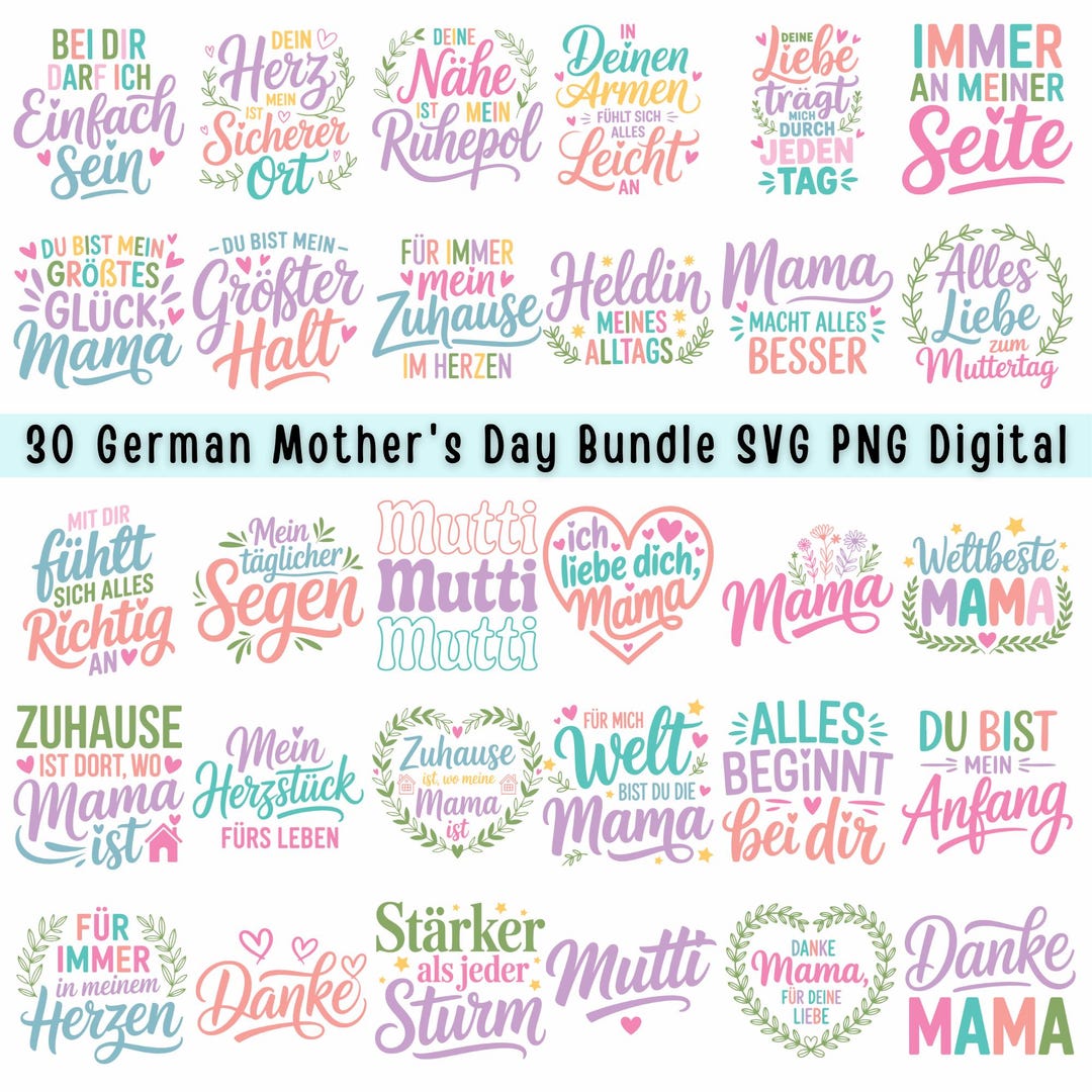 30 German Mother's Day Laserdatei Muttertag Plotter File SVG PNG ...