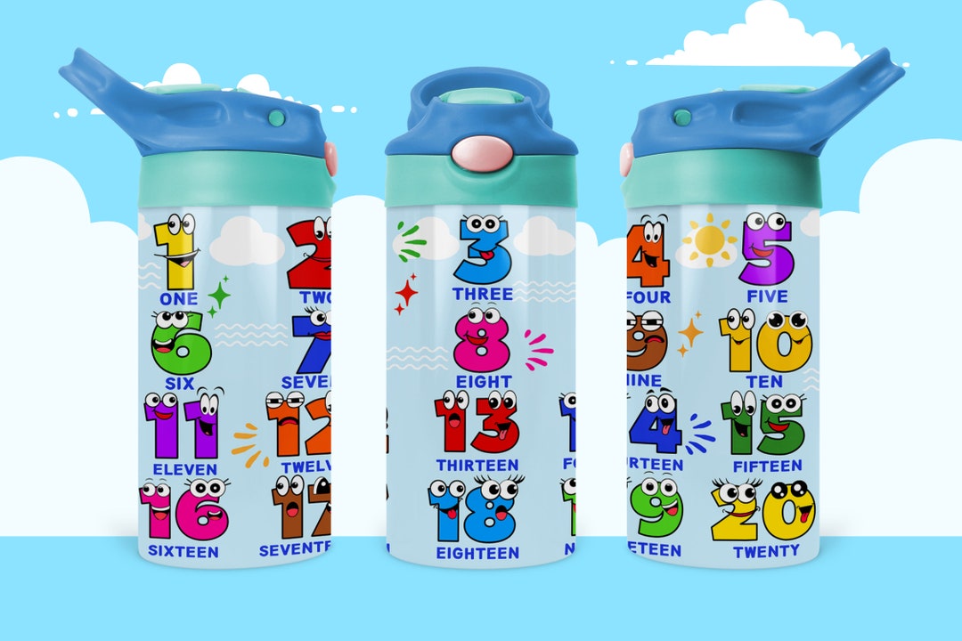 2 Languages Kids Water Bottle 12 Oz Number Display for Kids,number ...