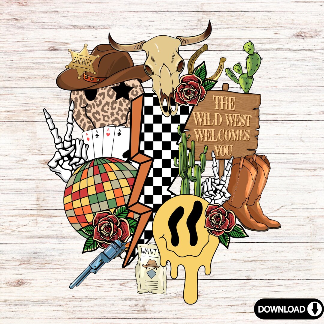 Retro Funny Cow Howdy Western Cowboy Cowgirl Smiley Face Checker Howdy ...