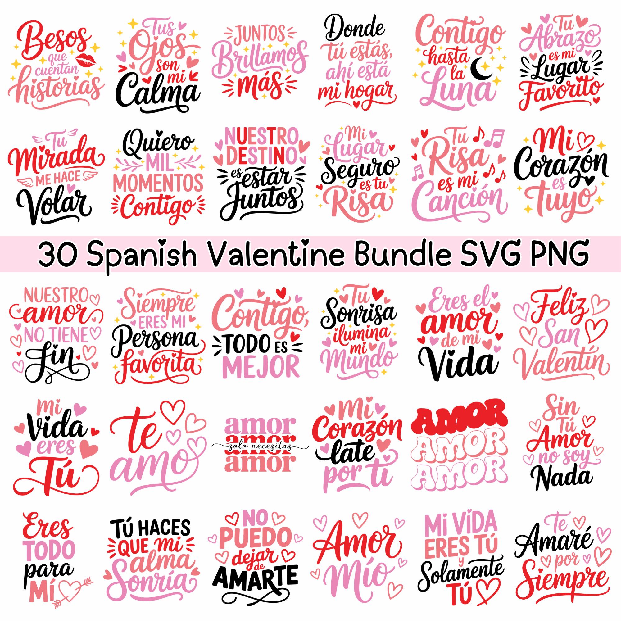 30 Spanish Valentines Day Amor SVG PNG Bundle (digital Download) - Etsy