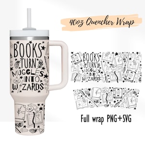 2 Designs 40oz Quencher Stanley Full Wrap Tumbler Gift for Book Lover ...
