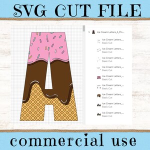 144 Files Bundle Cute Ice Cream Letters SVG PNG| Ice Cream Birthday ...