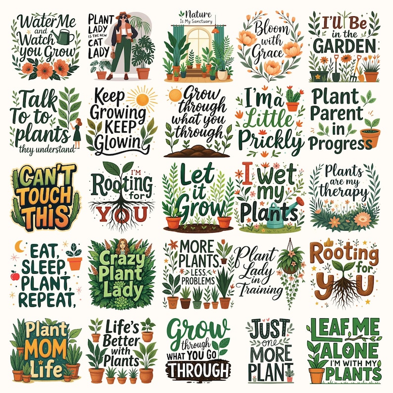 Plant Lover Quotes Bundle: Greenery Botanical Sayings (PNG Download) - Etsy