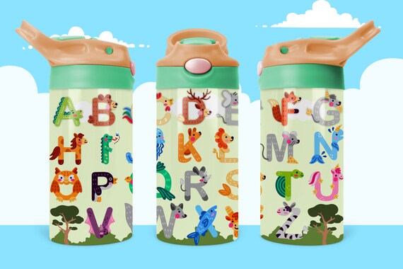 Kids Water Bottle 12 Oz Kids Alphabet Sublimation Png Birthday - Etsy