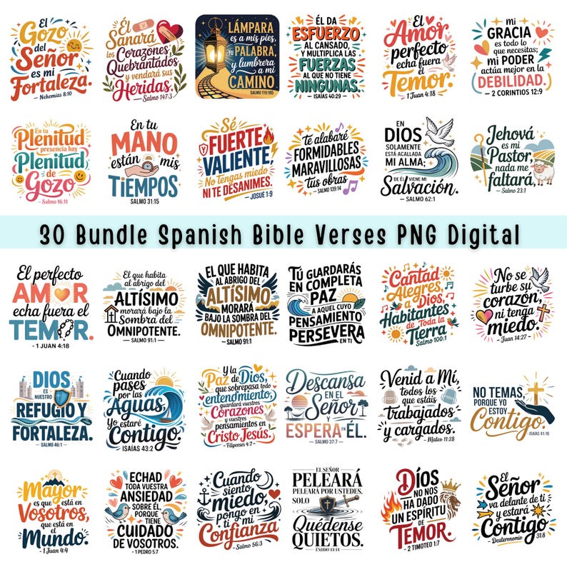 30 Spanish Bible Verse Christian Phrases Frases Cristianas PNG (digital ...