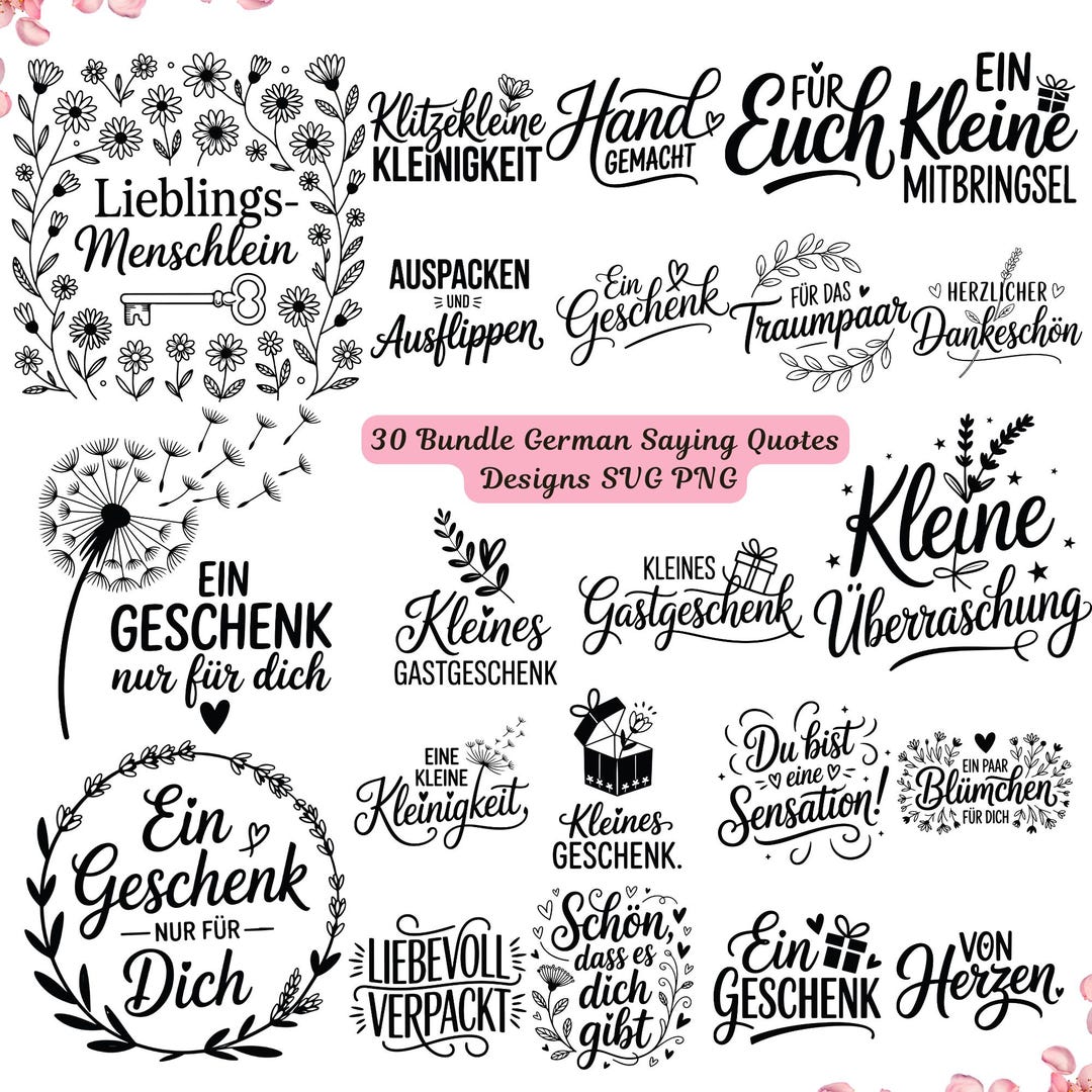 German Quotes Sayings SVG Bundle: 30 Lettering Quotes (digital Download ...