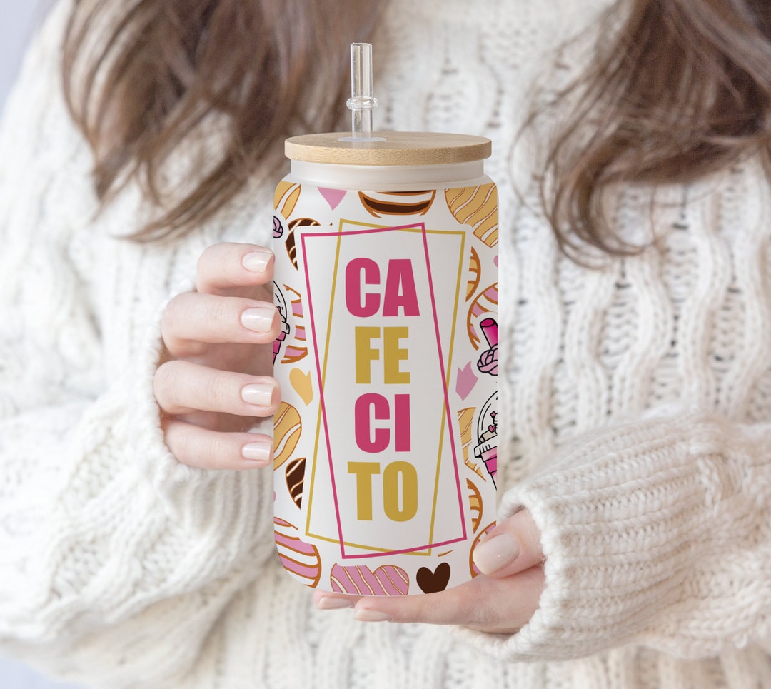 16 Oz Skinny Tumbler Frosted Glass Seamless Cafecito Y Chisme Concha