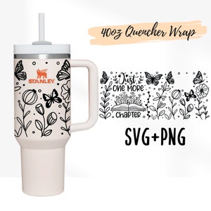 2 Designs 40oz Quencher Stanley Tumbler Wrap Book With Flowers | Just ...