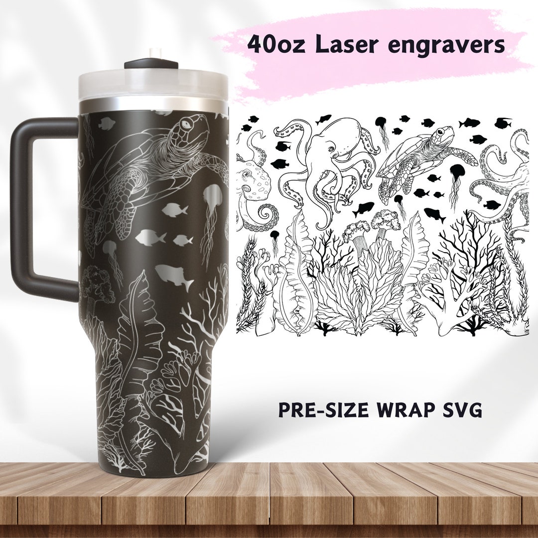 Laser Engraved Full Wrap Design for 40oz Seamless Pattern Octopus ...