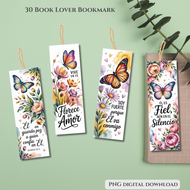 30 Spanish Bible Verse Bundle Butterfly Floral Bookmark (digital ...