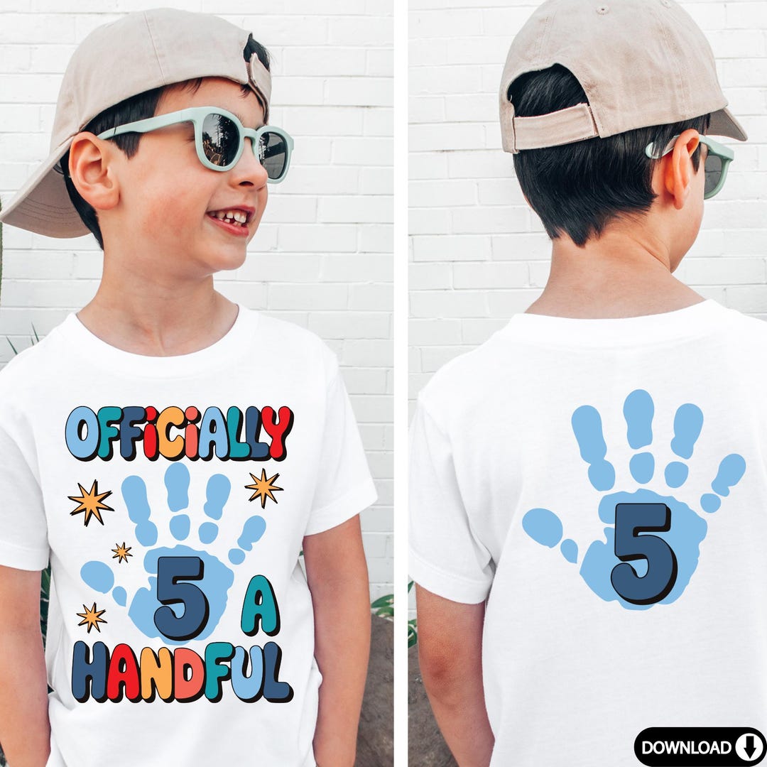 5th Birthday 'officially A Handful' Shirt Design (digital Download) - Etsy