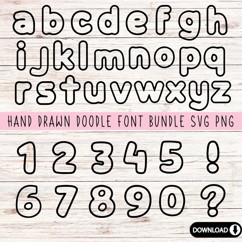 Bundle Doodle Font SVG Handwritten Font SVG Outline Font SVG Outline ...