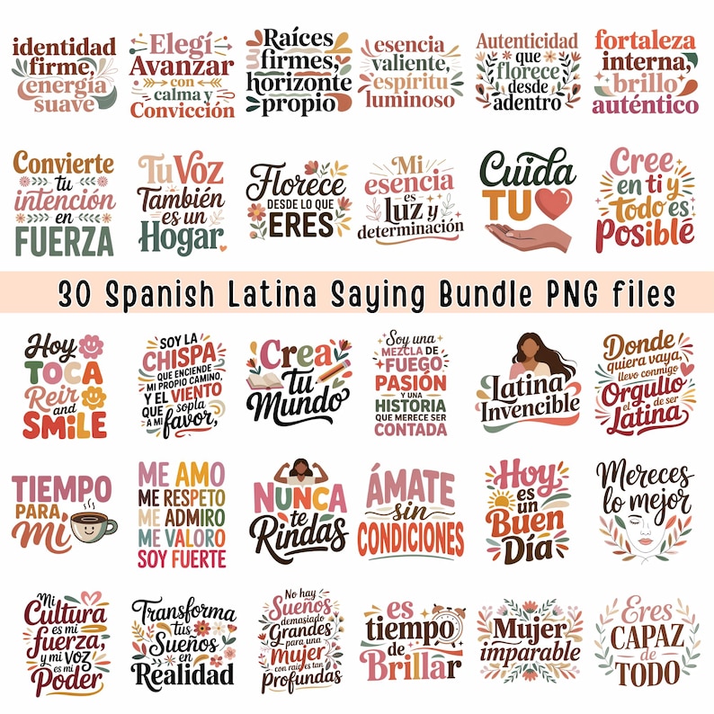 30 Spanish Latina Sticker Quotes PNG Bundle: (digital Download) - Etsy