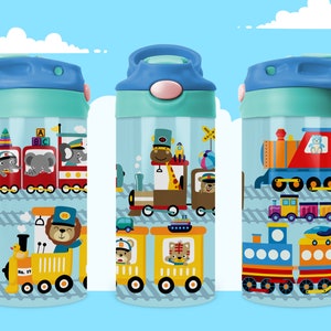Kids Water Bottle 12 Oz Kid Train Sublimation Birthday Gift for Boy Toy ...