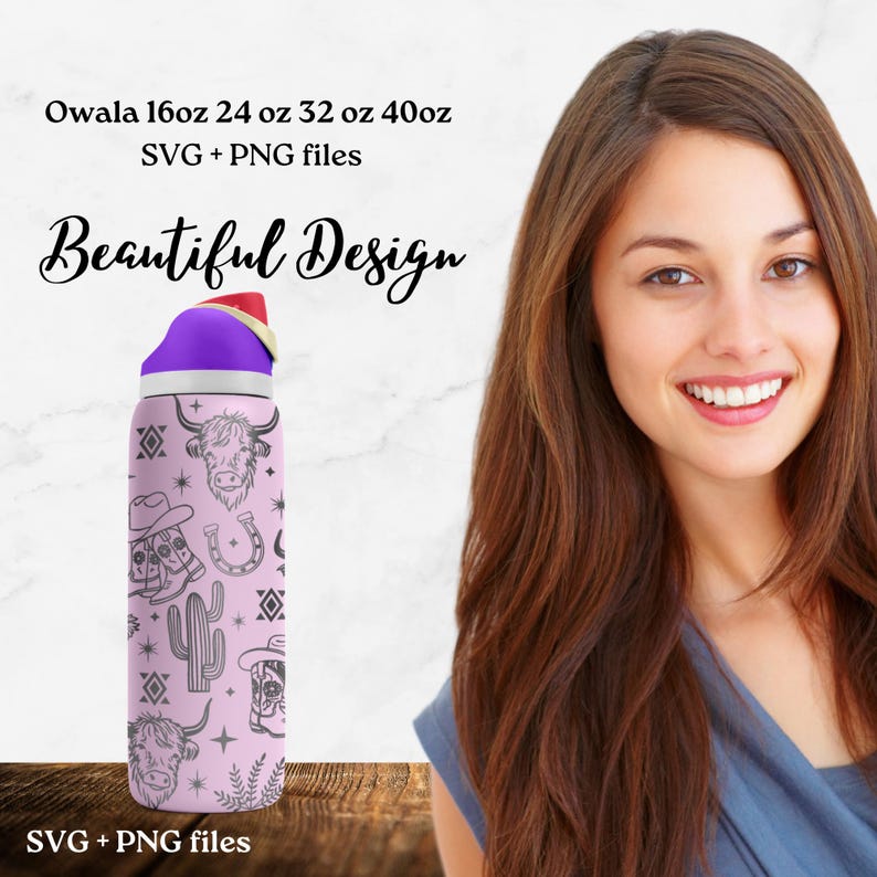 Cowgirl Owala Tumbler Engraving: Western Flower Laser Template (SVG) - Etsy