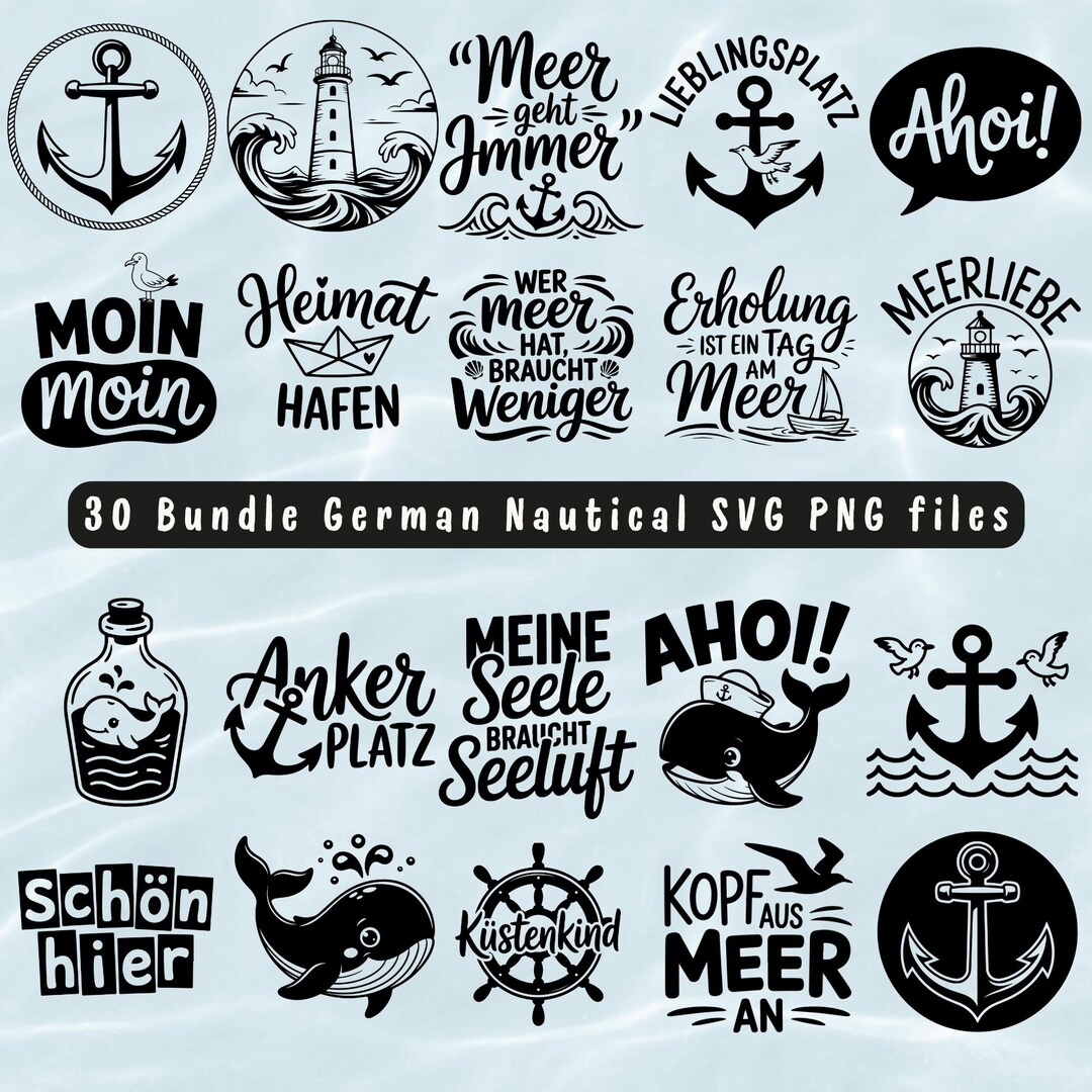 Nautical German Sea Quotes SVG Bundle: Lighthouse, Anchor (digital ...
