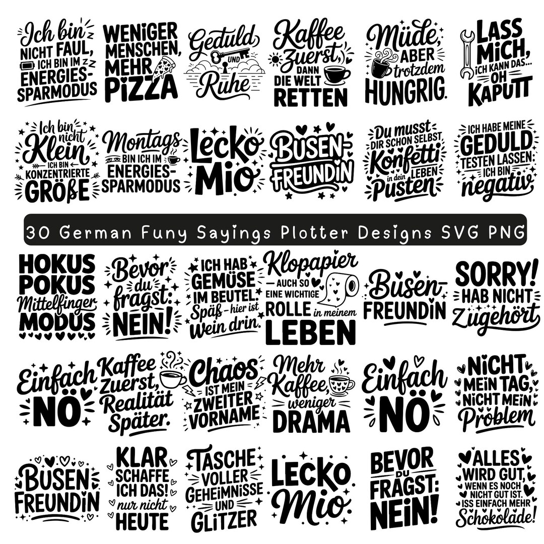 German Sayings SVG Bundle: Funny Bag Quotes, Cricut & Silhouette ...