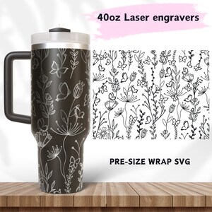 Laser Engraved Full Wrap Design for 40oz Seamless Pattern Wildflower ...