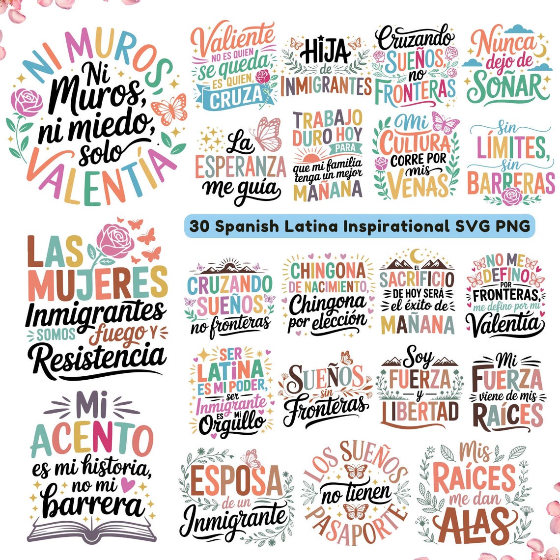 Spanish Inspirational Quotes SVG Bundle: Empowered Latina Frases ...
