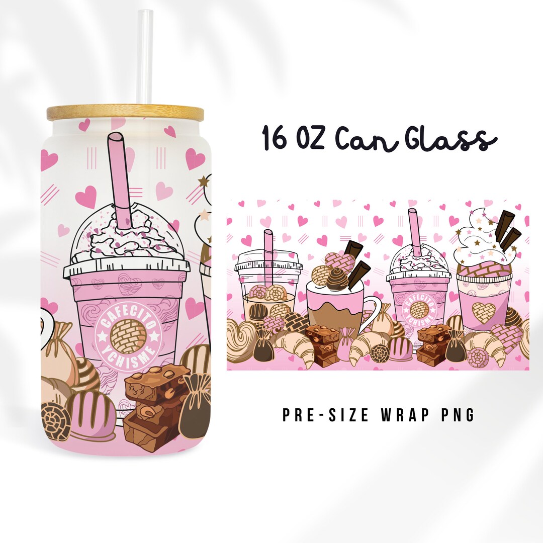 2 Files 16 Oz Libbey Beer Glass Can Hand Drawn Cafecito Y Etsy