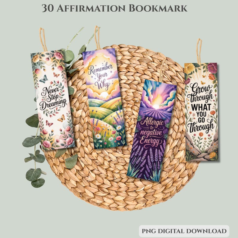 30 Bundle Positive Affirmation Motivational Bookmark (digital Download ...
