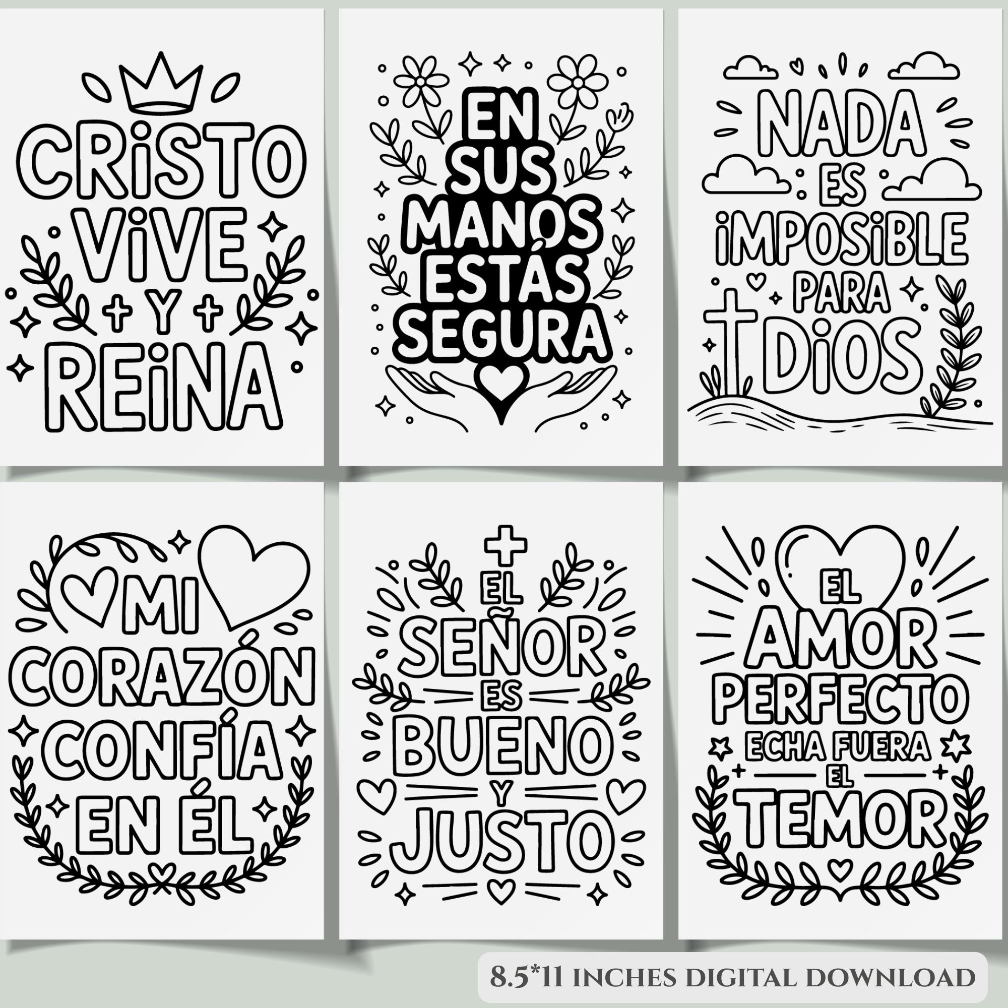 30 Spanish Bible Verse Coloring Pages Home School Printable (digital ...