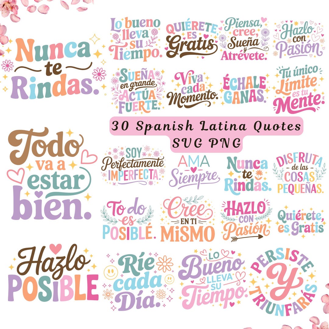30 Spanish Latina Quotes Inspirational Phrases SVG (instant Download ...