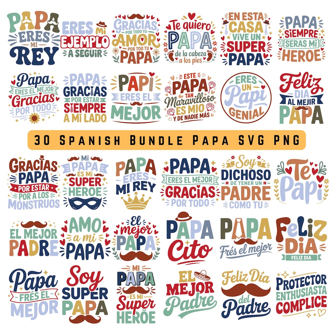 Gracias Papá SVG Bundle: Spanish Father's Day Designs (digital Download ...