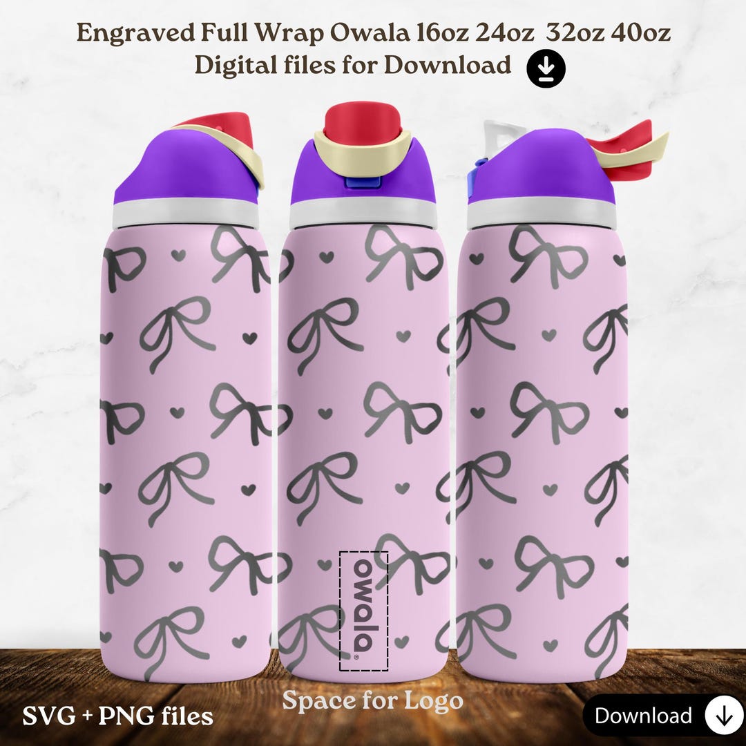 Owala Ribbon Coquette Bow Heart Stanley 16 Oz 24 Oz 32 Oz 40oz Tumbler ...
