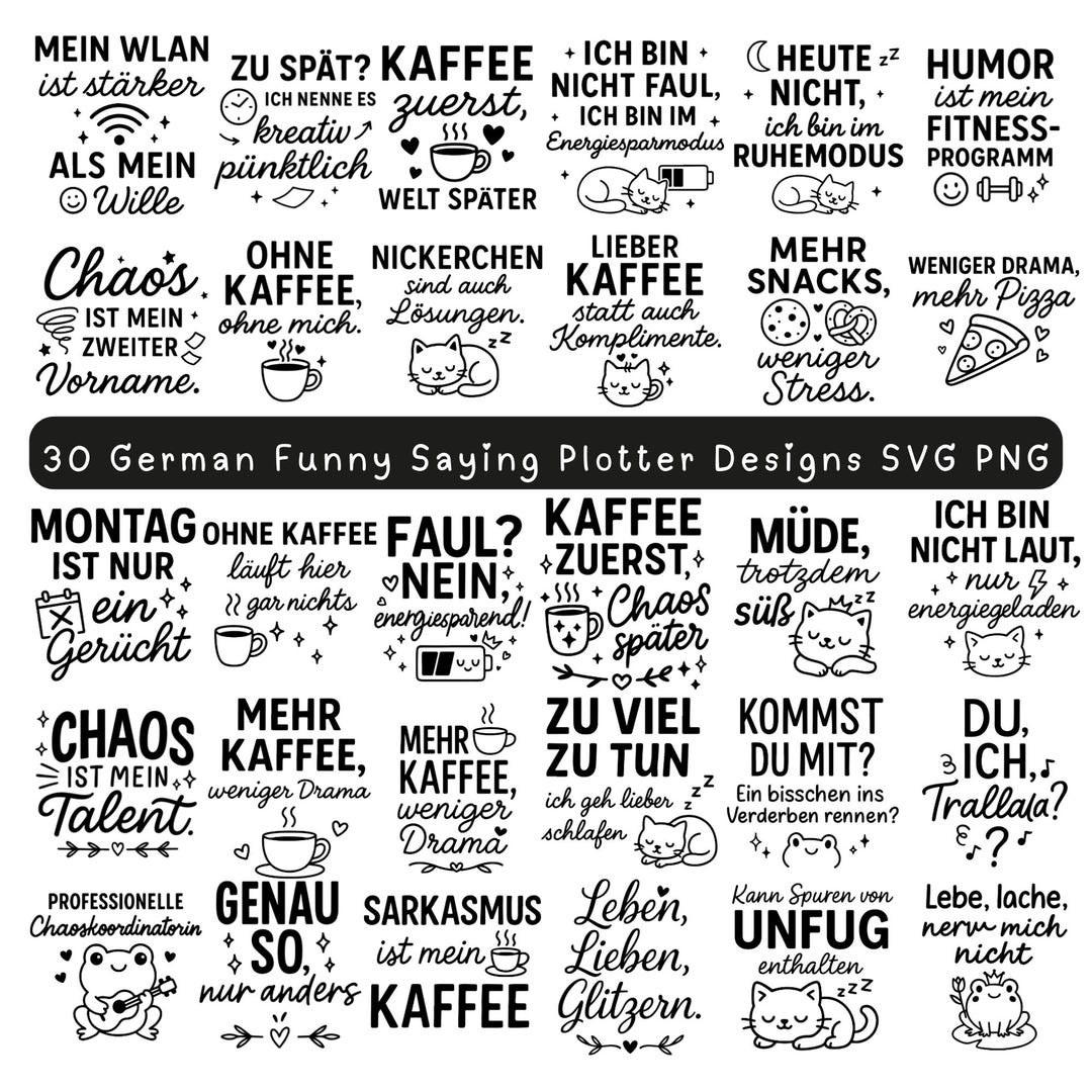 Funny German Sayings SVG Bundle: Bag Quotes, T-shirt Designs (digital ...