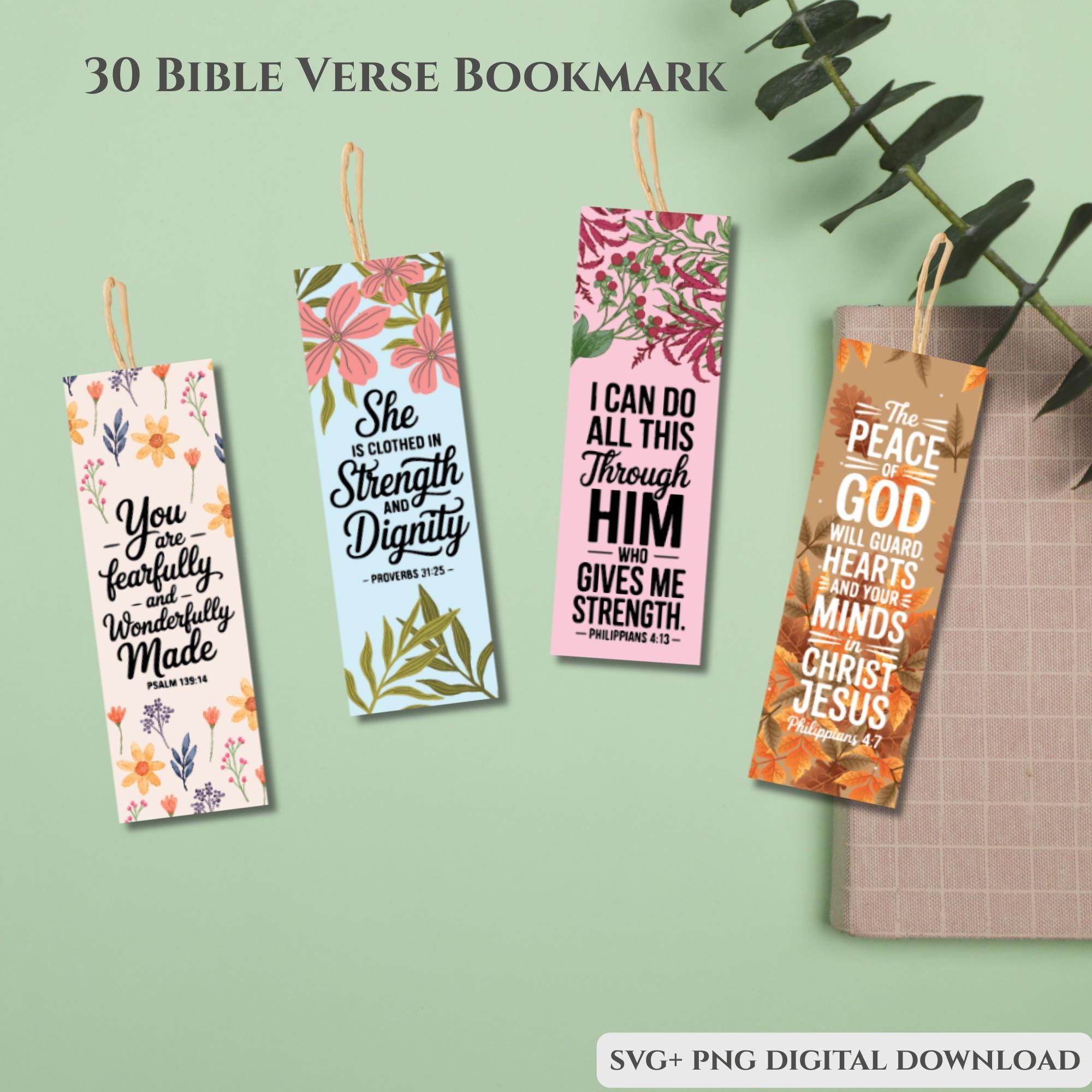 30 Christian Bookmarks Bundle | Bible Verse Religious Bookmark (digital ...