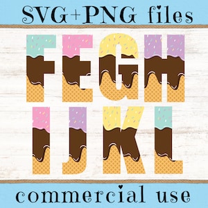 144 Files Bundle Cute Ice Cream Letters SVG PNG| Ice Cream Birthday ...