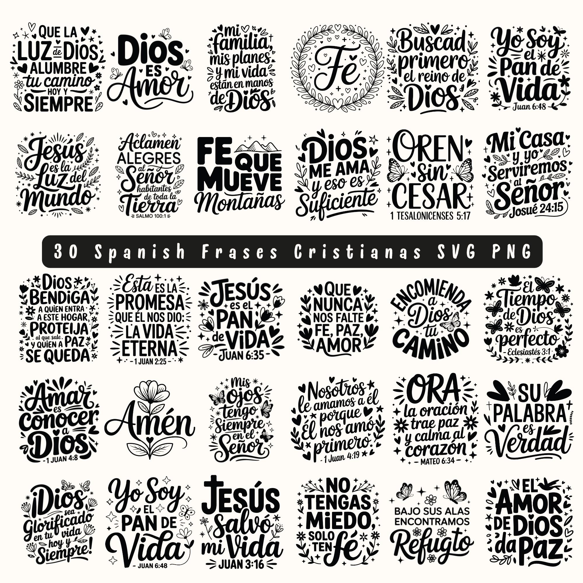 Spanish Bible Verse Stickers: Christian Floral Quotes PNG (digital ...