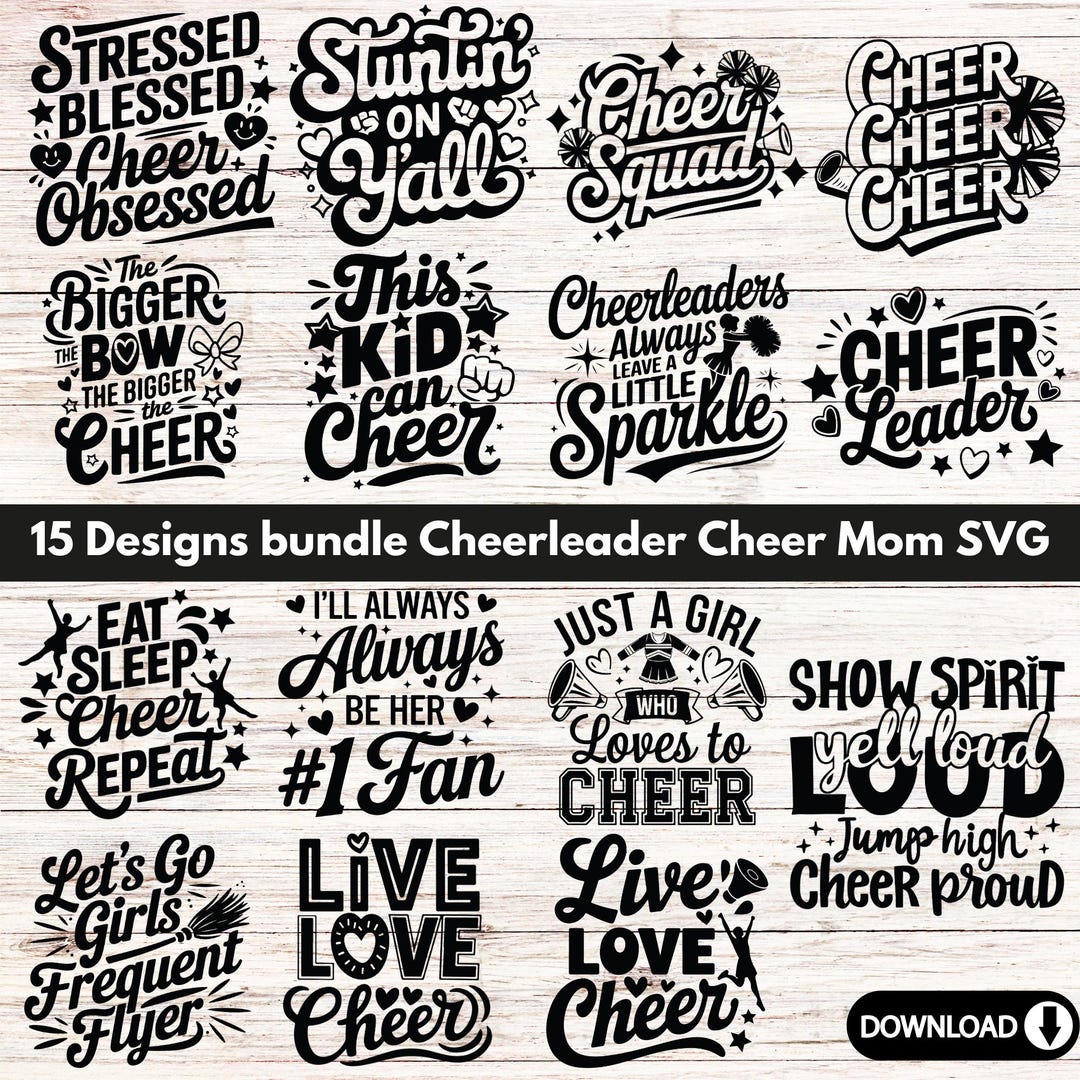 Cheer Mom SVG Bundle | Cheerleading Cut Files | Cheerleader Girl Cheer ...