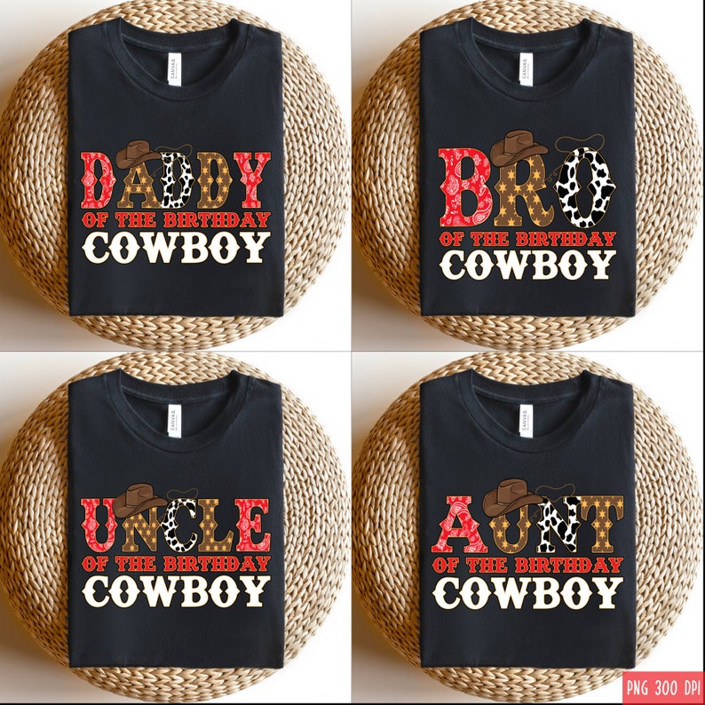 Cowboy Family Squad PNG Bundle: Western Retro Birthday Party (digital ...
