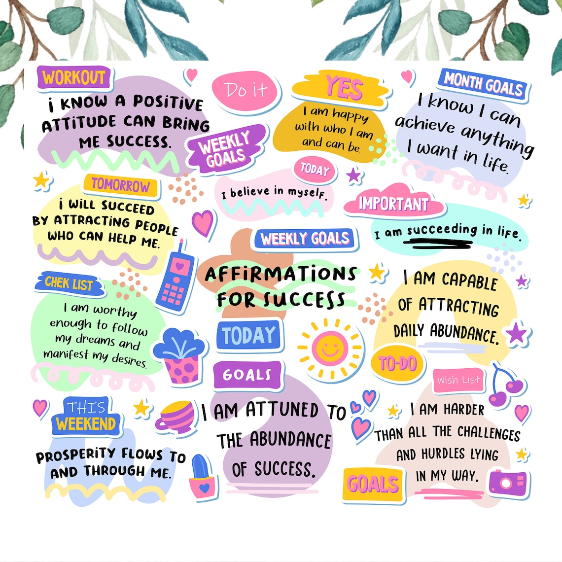 20 Oz Skinny Tumbler Boho Daily Success Affirmations Tumbler - Etsy