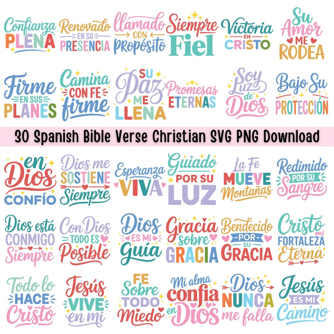 30 Spanish Bible Verse Inspirational Christian Quotes (digital Download ...