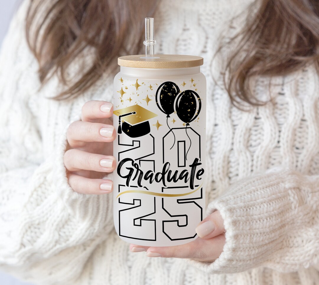Senior 2025 Graduation Glass Can, Graduate Gift (digital PNG) - Etsy