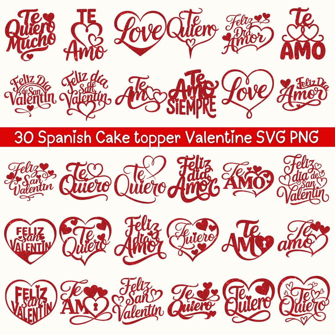 30 Spanish Besos Valentin SVG PNG Valentine Day (digital Download) - Etsy
