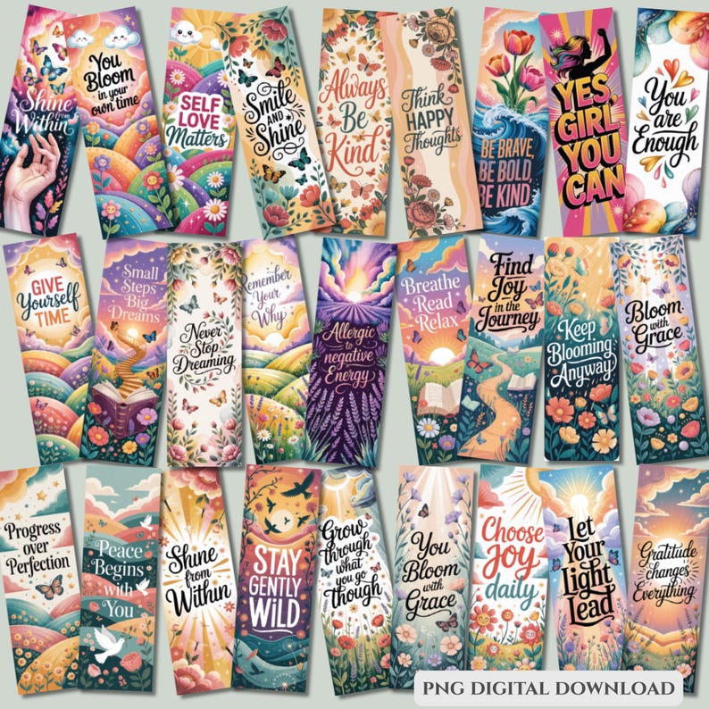 30 Bundle Positive Affirmation Motivational Bookmark (digital Download ...